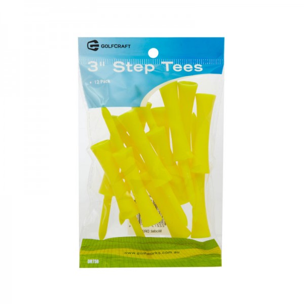 GOLF CRAFT 3″ PLASTIC STEP TEES – 12 PACK | Golf Works